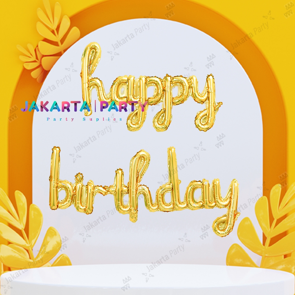 Jual Balon Foil Happy Birthday Sambung Gold / Balon HBD Set / Balon HBD ...