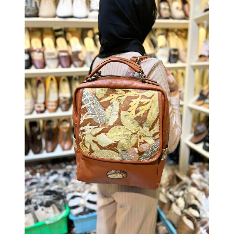 Jual Tas Ransel Kulit Sapi Asli Garut Ecoprint Dona Series | Shopee ...