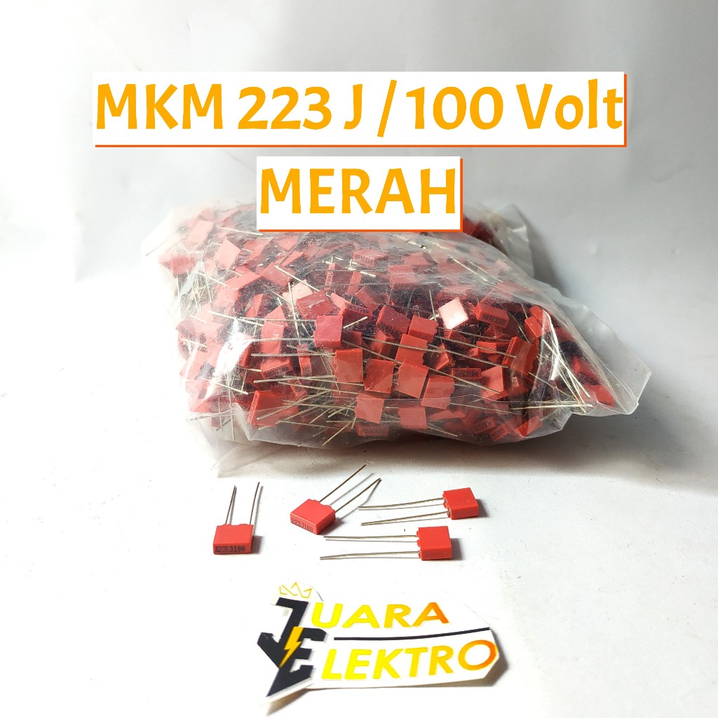 Jual Capasitor Milar MKM 223J / 100V MERAH | Kapasitor Milar MKM 223 J ...