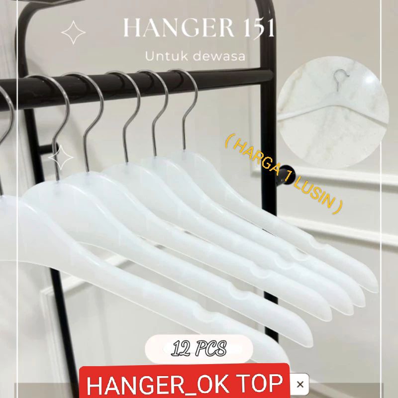 Jual Hanger Baju Dewasa Plastik 151 Putih ( 1 Lusin ) | Shopee Indonesia