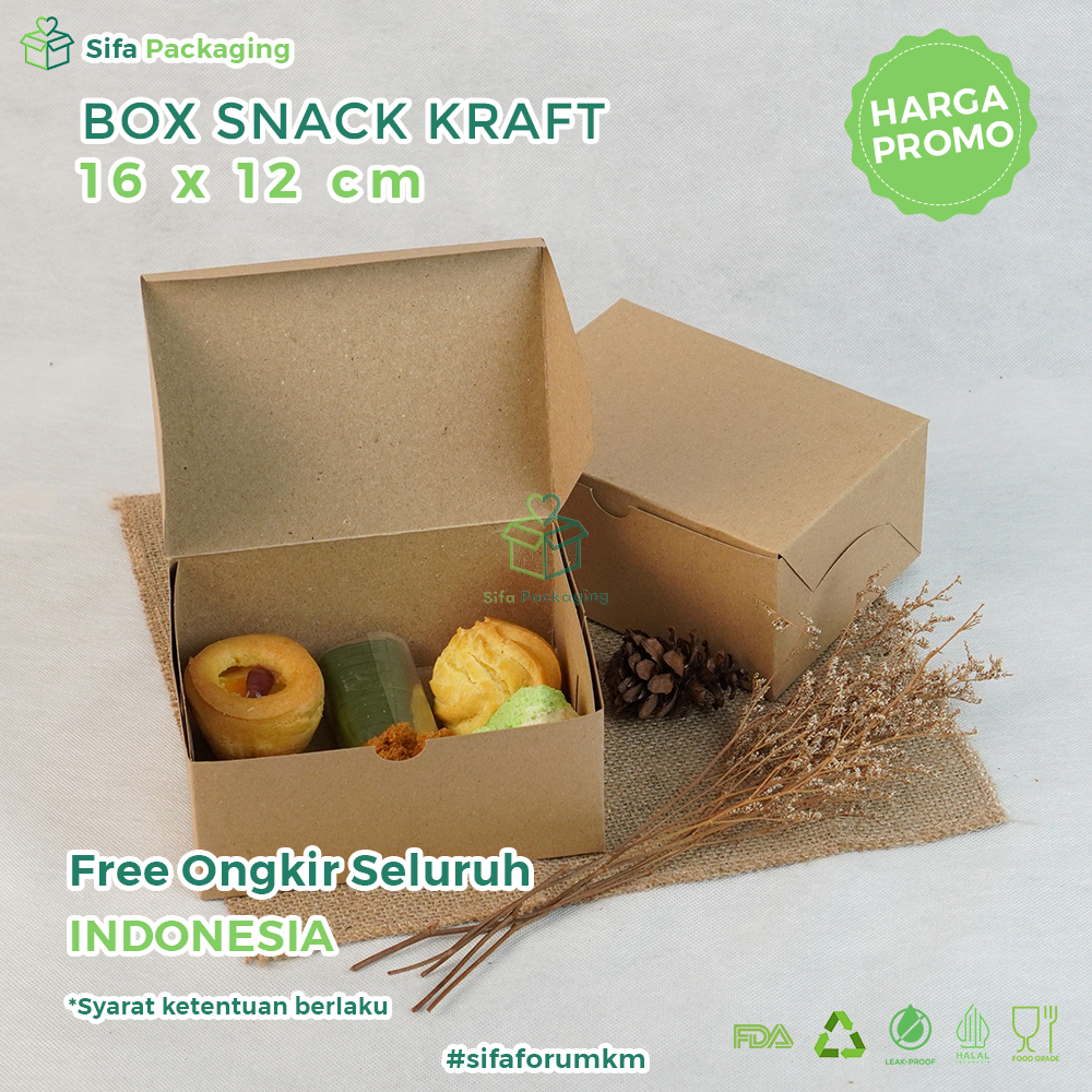 Jual Snack Box 16x12 Kraft Dus Kue Box Snack Donat Kue | Shopee Indonesia