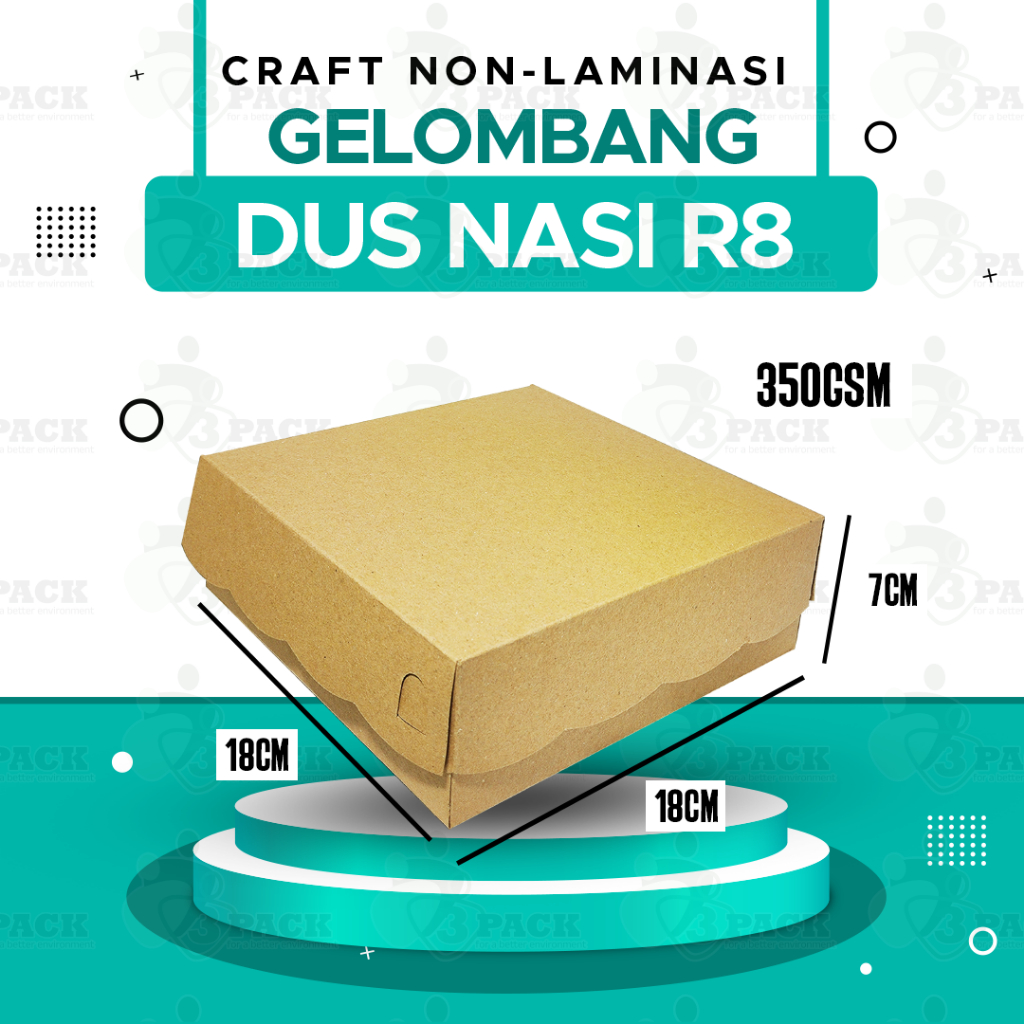 Jual DUS NASI/DUS CATRING CRAFT R8 CRAFT NON LAMINASI 18x18x7 GELOMBANG ...