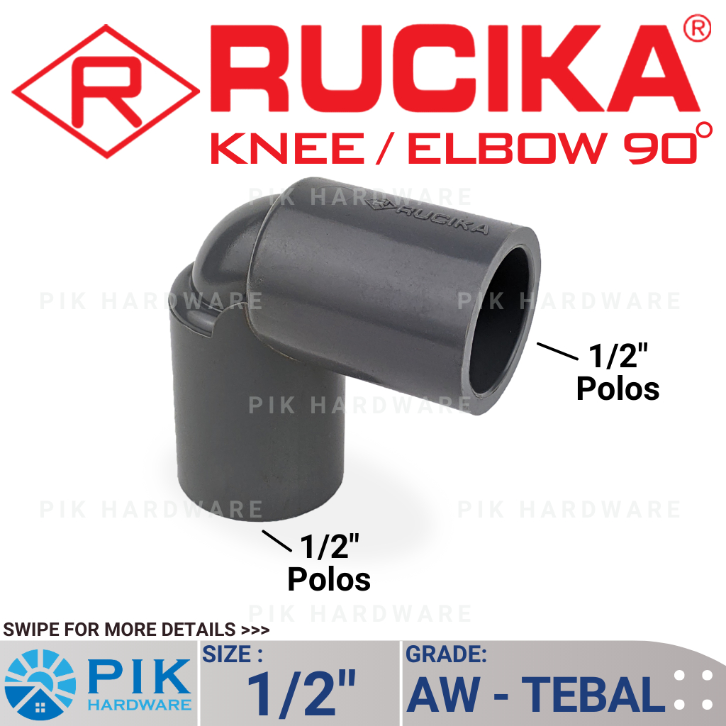 Jual Elbow 1/2 inch Rucika AW - Knee 1/2" Knie polos 1/2 inci L Keni 1/2in- fitting pipa ...