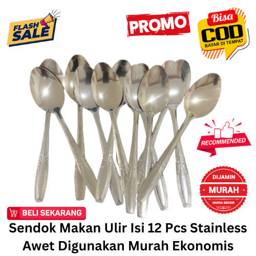 Jual [BISA COD] PROMO Sendok Makan Ulir Isi 12 pcs Stainless Tebal 303 ...