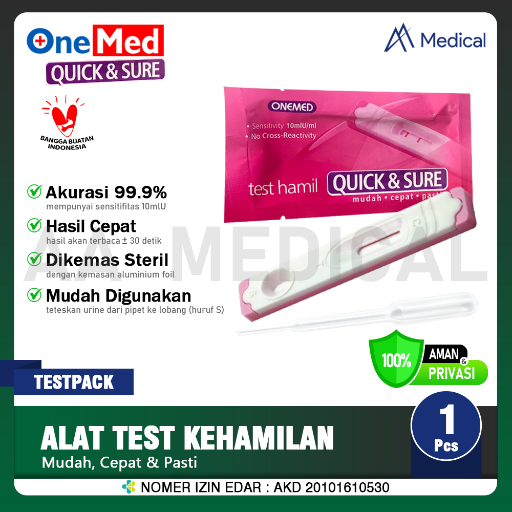Jual ONEMED QUICK&SURE Alat Tes Kehamilan Cepat Test Pack Cek Hamil ...