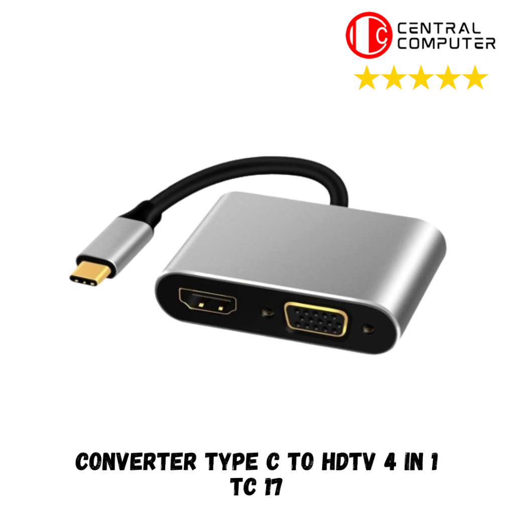 Jual Converter USB Type-C To HUB PD USB 3.0 HDMI VGA 4 In 1 Adapter ...