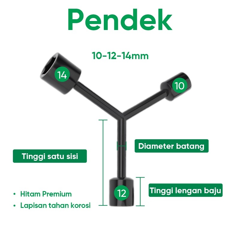 Jual ISKU Kunci Y 8 10 12 Panjang Kunci Sock Y 10 12 14 Socket Wrench ...