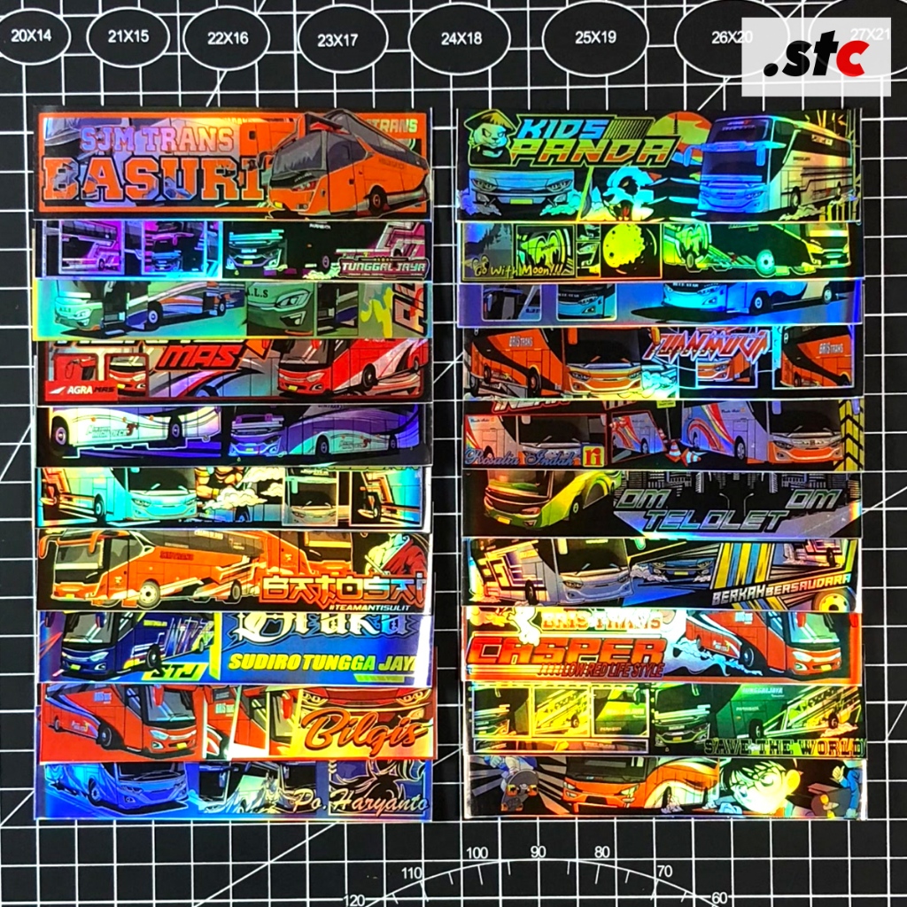 Jual (Dapat 20 lbr) Setiker Bus Panjang Hologram Berkilau Lengkap ...
