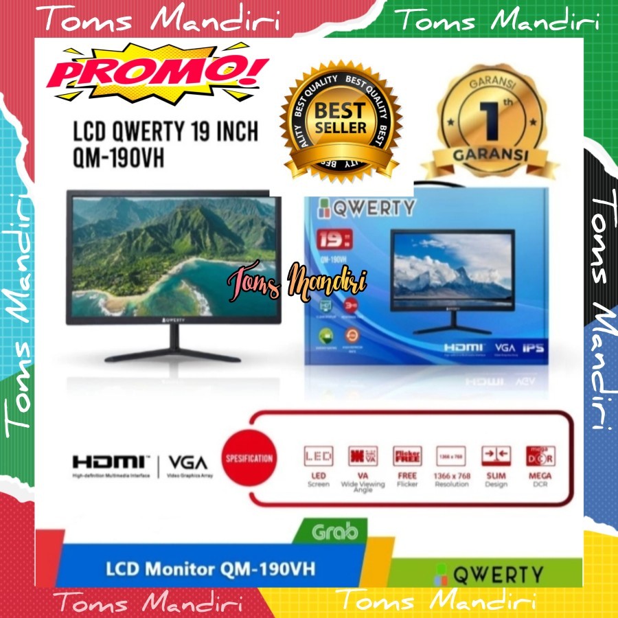 Jual Led Monitor Qwerty Led QM-190VH 19' inch HDMI VGA HD | Shopee Indonesia