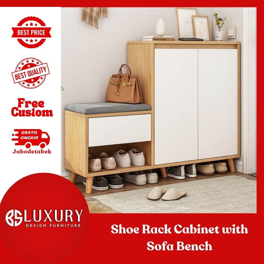 Jual Rak Sepatu Minimalis Cabinet Sepatu 2 Pintu dan Dudukan Sofa ...
