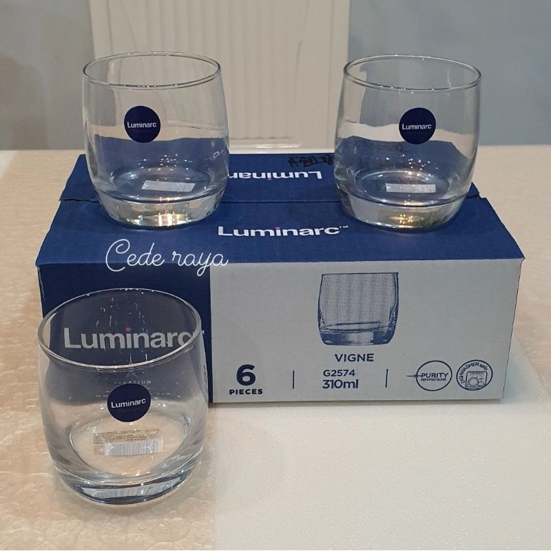 Jual gelas kaca whiskey / gelas jus luminarc vigne 310 ml 1 kotak isi 6 bh | Shopee Indonesia