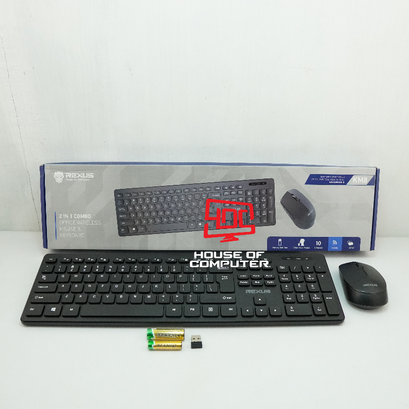 Jual KEYBOARD + MOUSE WIRELESS KM8 COMBO FULLSIZE NEW EDITION - HITAM ...