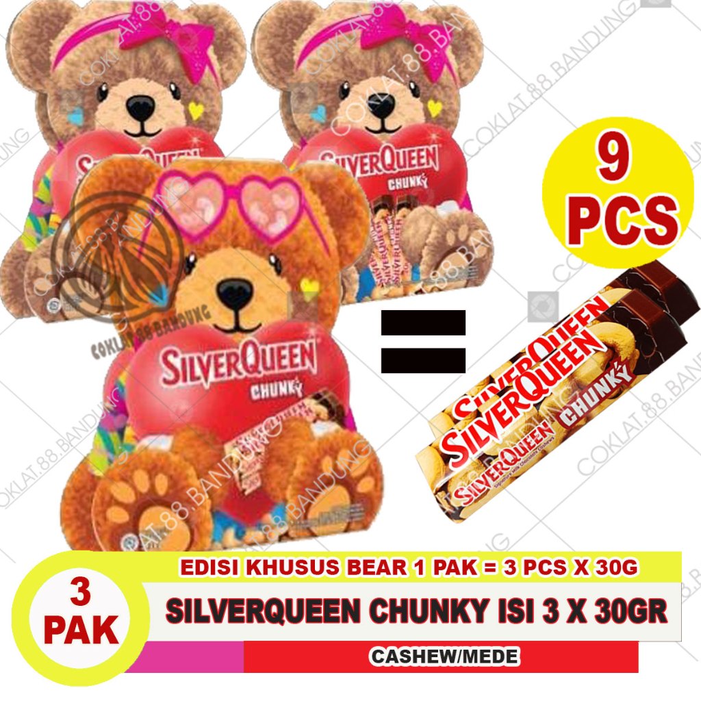 Jual SILVERQUEEN CHUNKY BEAR 30 GR, COKLAT SILVERQUEEN BERUANG, SILVER ...