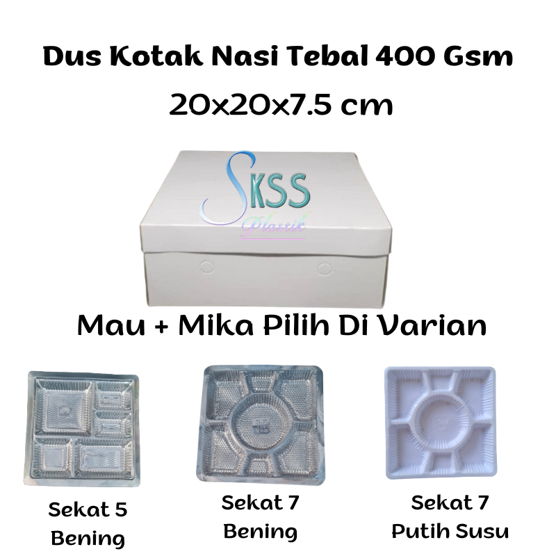 Jual Dus Nasi Kotak Polos 20x20 I Kotak Nasi Makanan 20 x 20 Tebal 400 ...