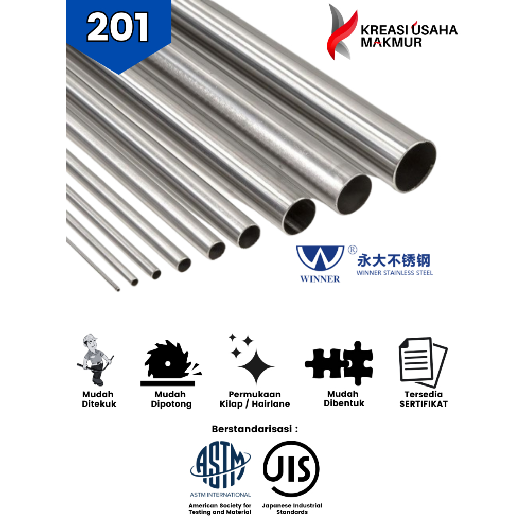 Jual Pipa Stainless Kilap SS 201 2 1/2 Inch (63,5 mm) x 6 Meter ...
