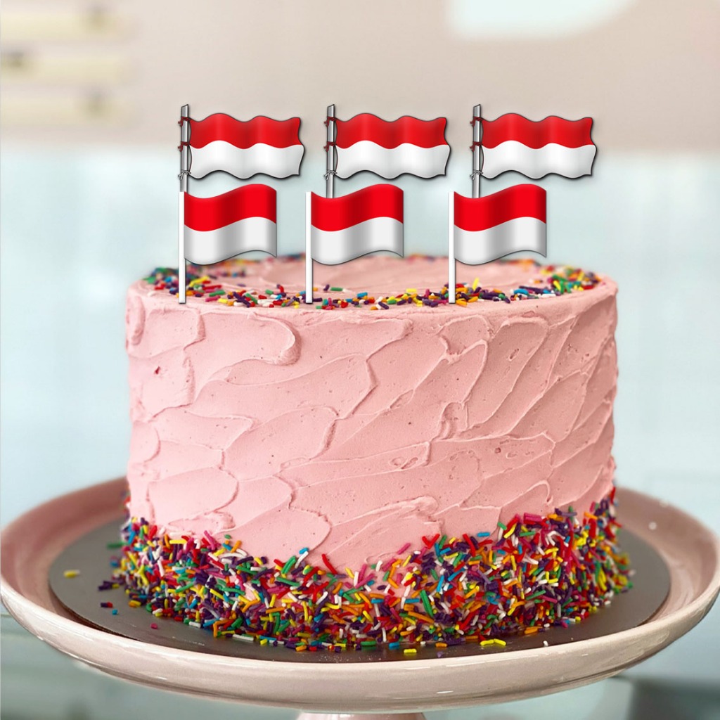 Jual Topper cake bendera indonesia merah putih | Shopee Indonesia