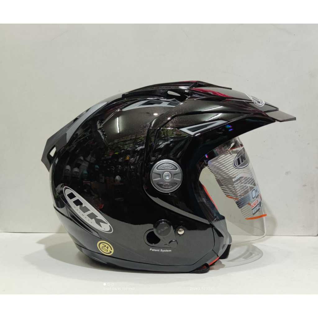Jual HELM INK T1 SOLID BLACK DOUBLE VISRO ORIGINAL | Shopee Indonesia