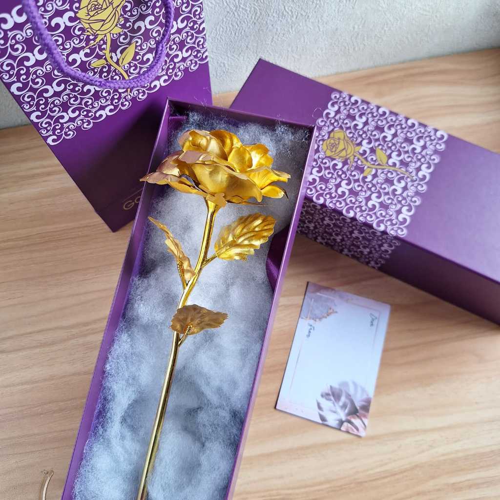 Jual New Box Bunga Mawar Beauty and The Beast Gold Foil Flower Galaxy ...