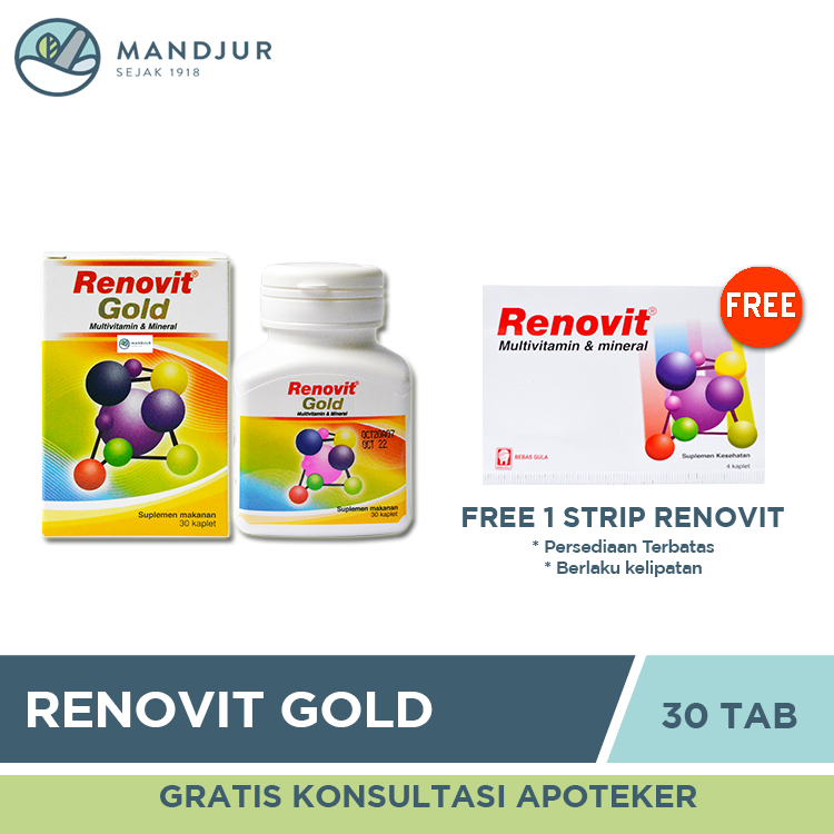 Jual Renovit Gold 30 Kaplet - Suplemen Multivitamin Khusus Orang Tua ...
