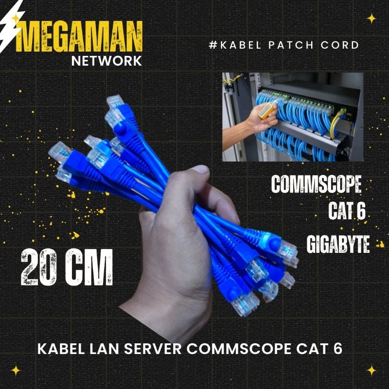 Jual KABEL LAN SERVER 20 CM COMMSCOPE CAT 6 GIGABYTE CUSTOM 20 CM COVER ...