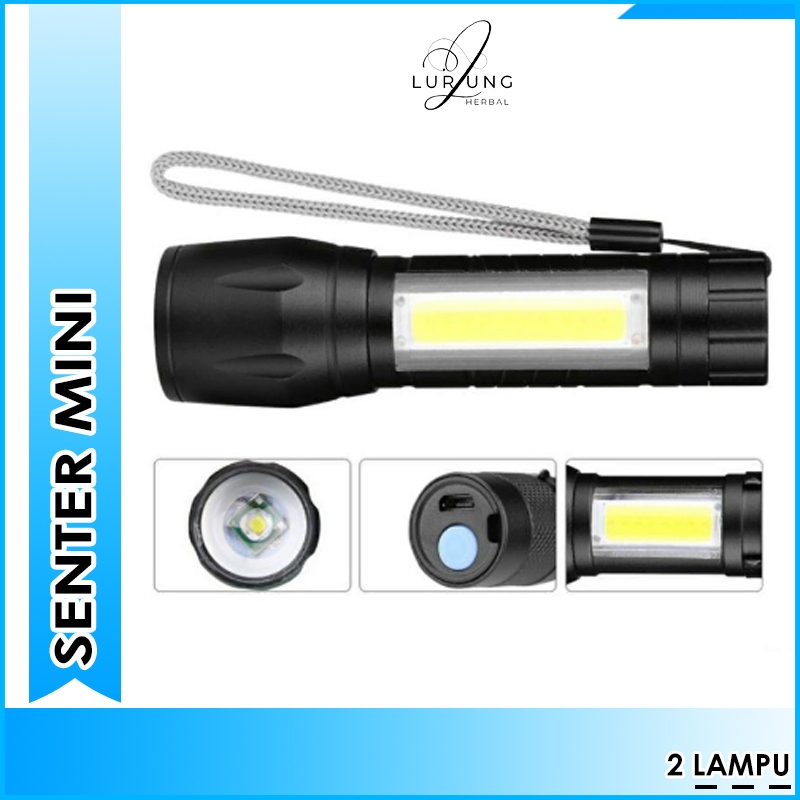 Jual Senter Mini LED Super Terang Baterai Cas Charger Jarak Jauh Lampu Camping | Shopee Indonesia
