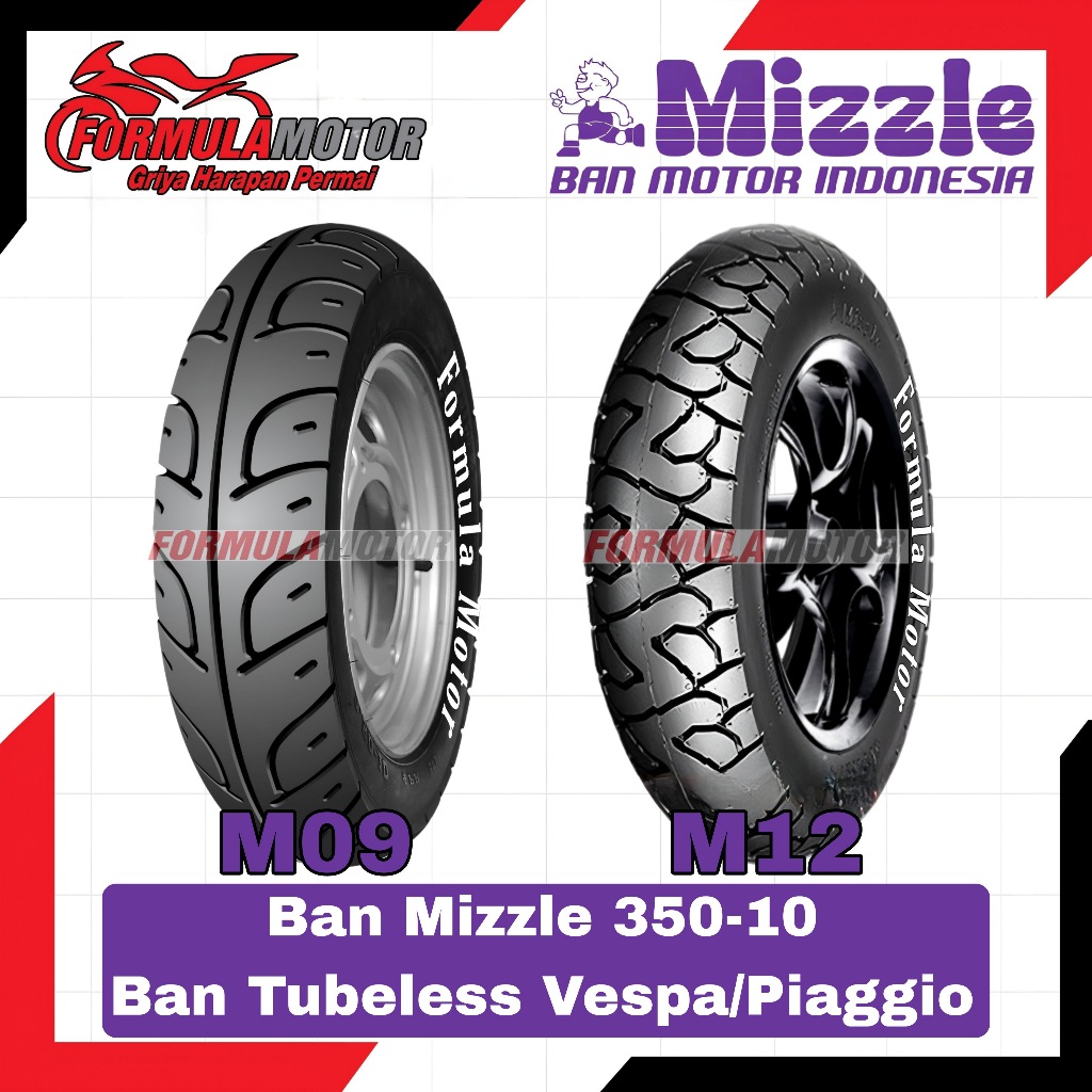 Jual 350-10 Mizzle M09, M12 Ring 10 Tubeless - Ban Vespa Classic Excel ...