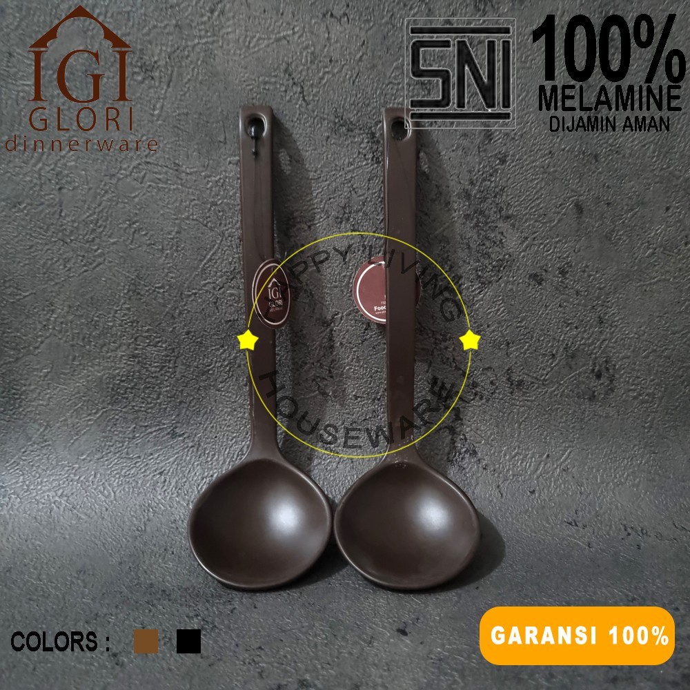 Jual GLORI Premium Melamin 6x6x20cm Coklat Sendok Ramen Sendok Sop Kuah ...