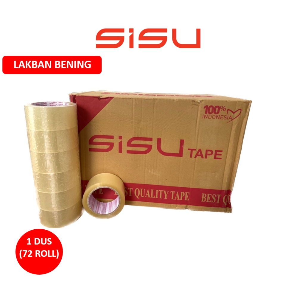 Jual 1 DUS Lakban OPP Tape / Lakban Bening SISU Tape 48mm 100 Yard 2 ...