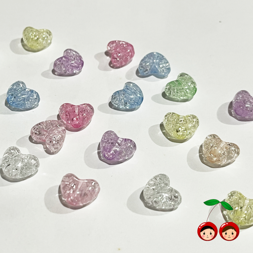 Jual Manik Hati Chubby Heart Akrilik Transparan Retak (5pcs) | Shopee ...