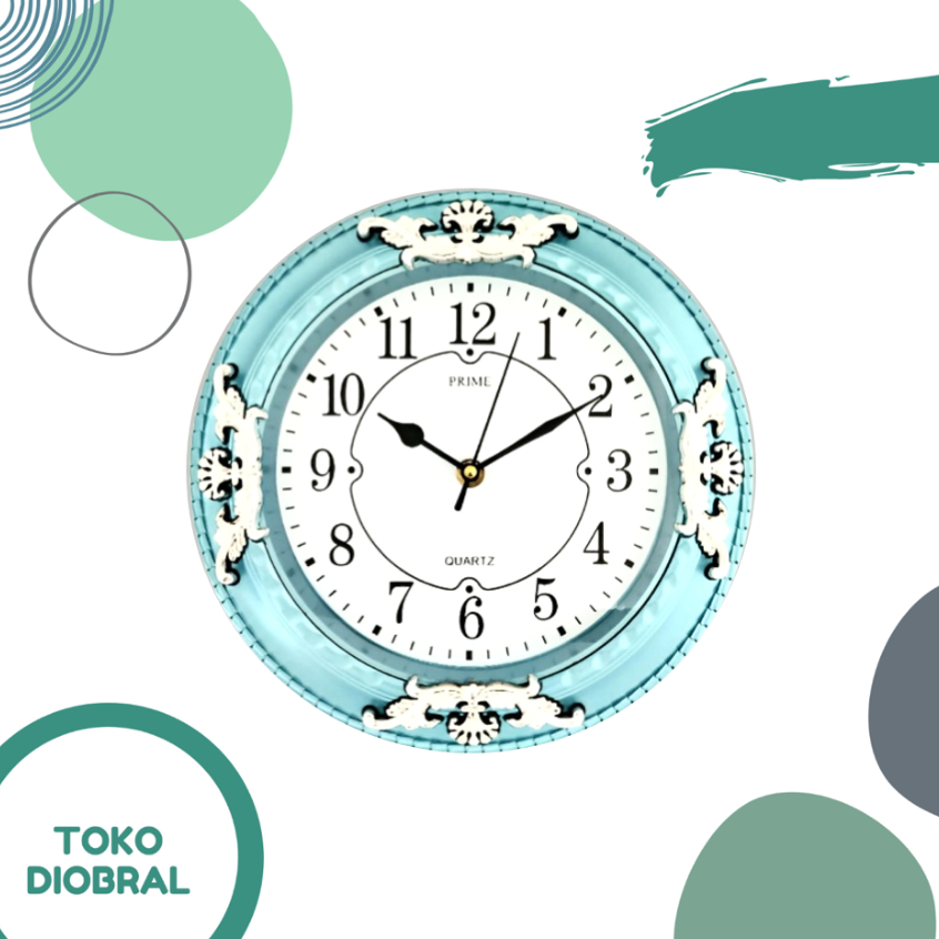 Jual Jam Dinding Bulat Klasik Biru Hijau Abu 26cm | Shopee Indonesia