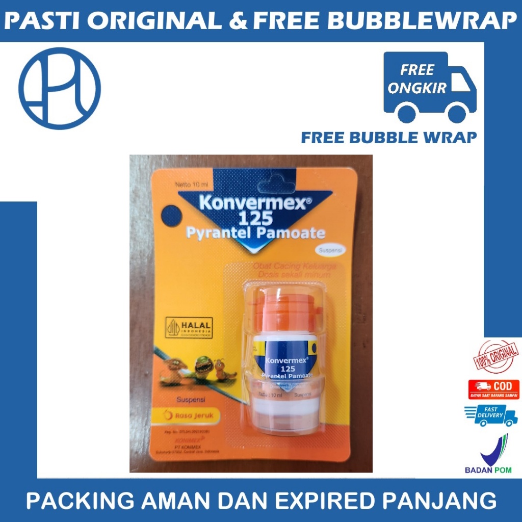 Jual KONVERMEX 125 SIRUP PIRANTEL PAMOAT 125MG BOTOL 10ML RASA JERUK ...