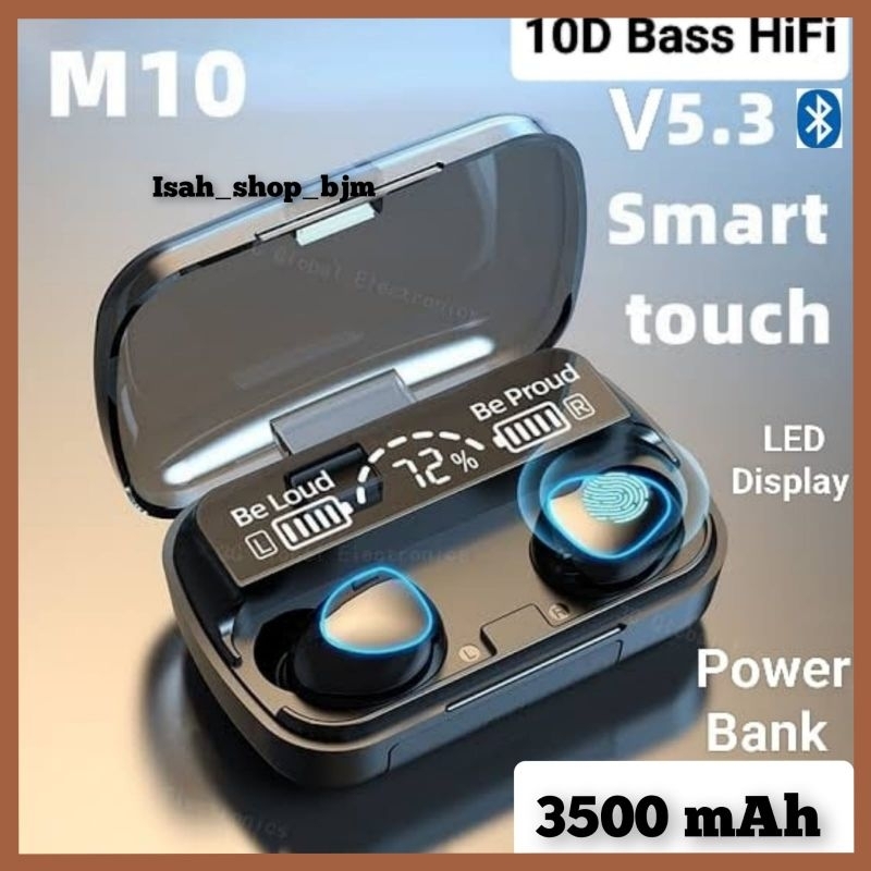 Jual Headset Bluetooth TWS Earphone M10 Digital Indicator V5.1 Wireless mega bass | Shopee Indonesia