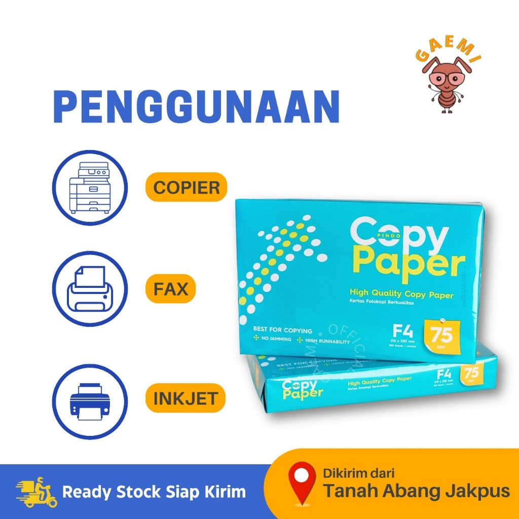 Jual Kertas HVS Folio F4 Copy Paper Blue 75g dan IK Copy Paper 70g Per ...