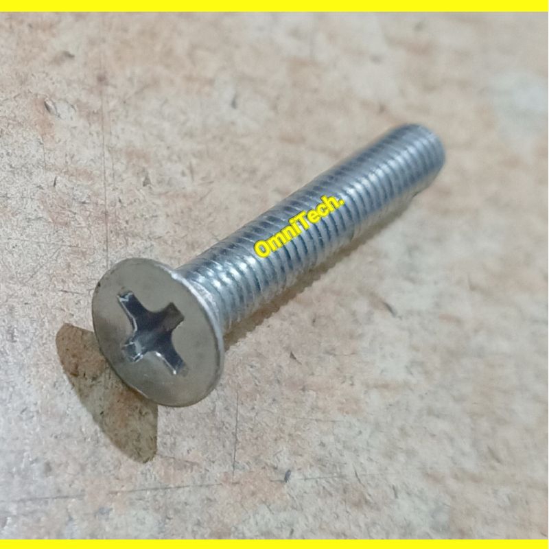 Jual Baut JF Kepala Rata Obeng Plus M4 x 50 mm Putih Panjang 5cm M4x50 ...