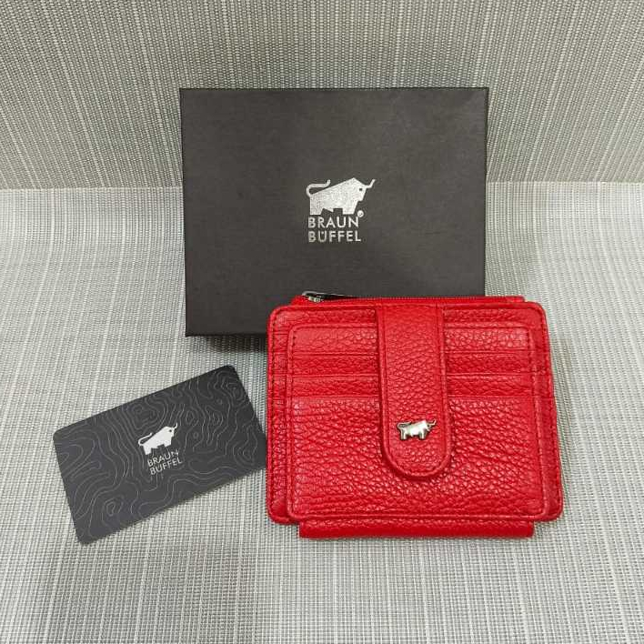 Jual Dompet kartu kancing sleting kulit sapi asli + box | Shopee Indonesia