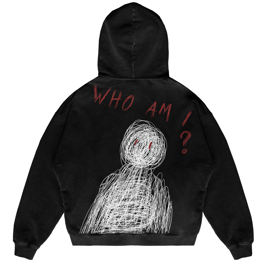 Jual DREAMMUSE Hoodie Boxy 330 Gsm - Who Am I | Oversized Hoodie Black ...