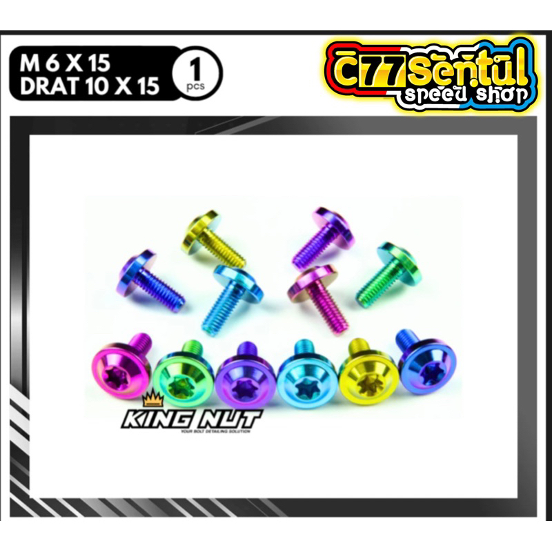 Jual Baut titanium 6x15 big head baut titanium drat 10 panjang 1,5cm ...