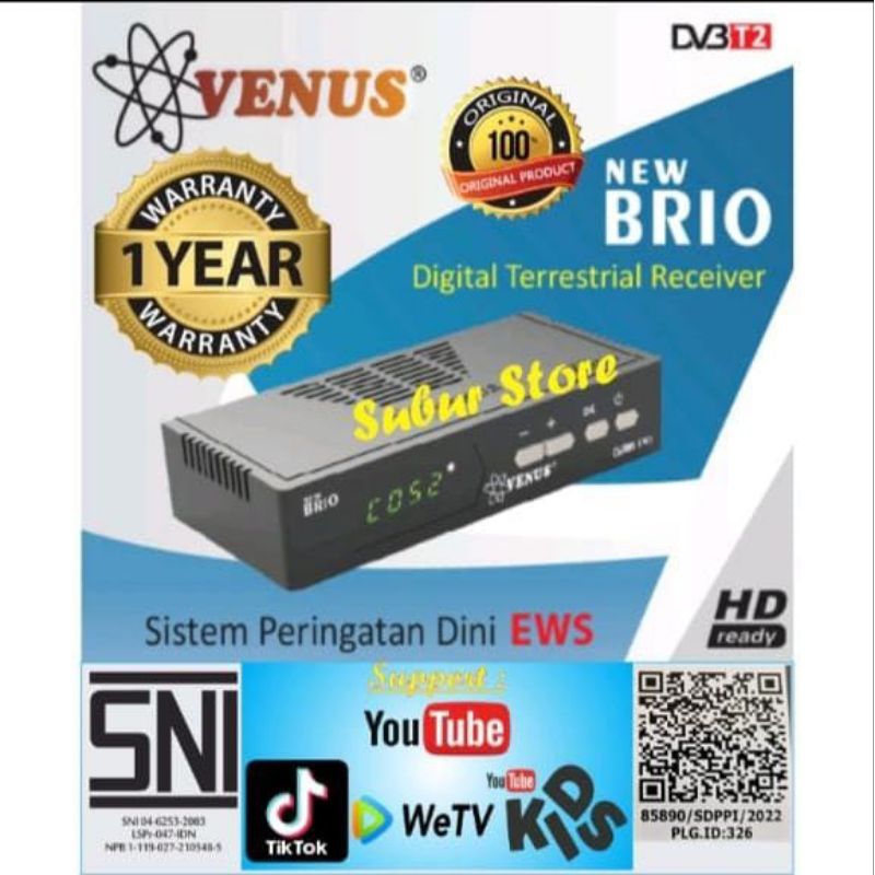 Jual VENUS NEW BRIO SET TOP BOX TV DIGITAL DVB T2 GARANSI RESMI 1 TAHUN ...