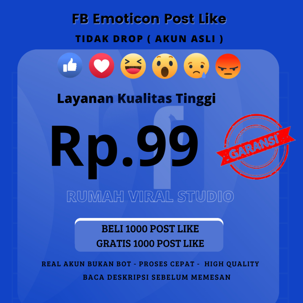 Jual Like Facebook Premium Emoticon Post photo video Likes Fesbuk Termurah Bergaransi | Shopee ...