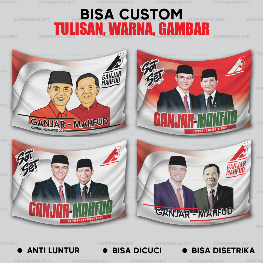 Jual BENDERA KAMPANYE CAPRES CAWAPRES GANJAR MAHFUD MD SATSET PASLON 3 ...