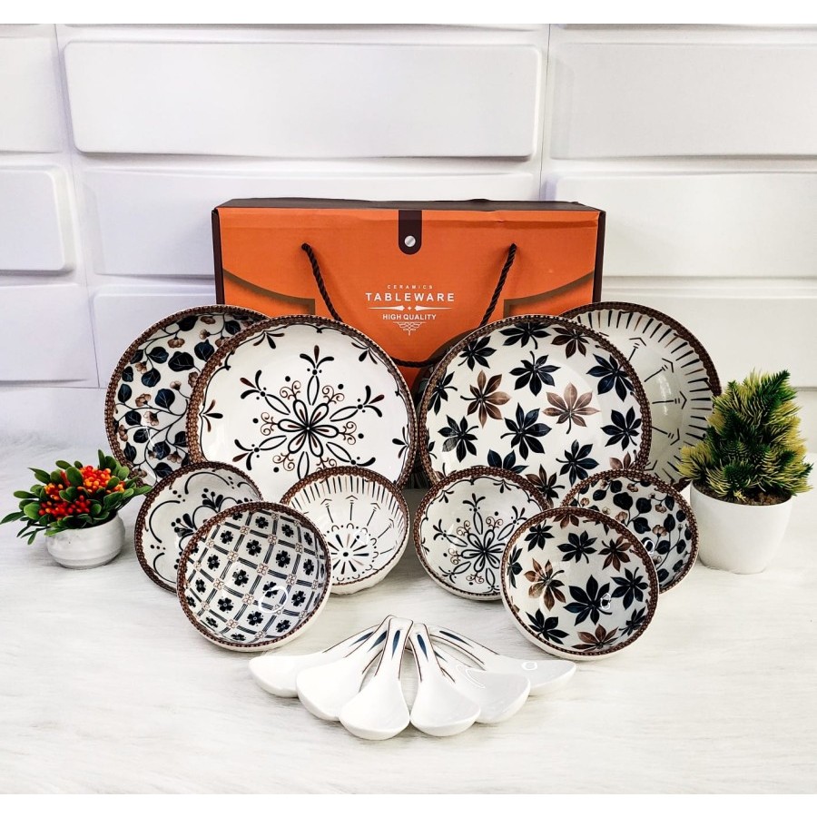 Jual [ Littleapple_O Hampers And Souvenir ] Piring Mangkok Keramik Set ...