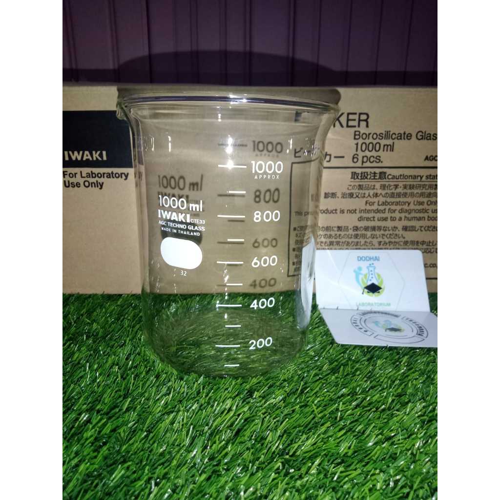 Jual Beaker Glass, Beker Gelas, Gelas Kimia Iwaki 1000 ml, 1 L | Shopee Indonesia
