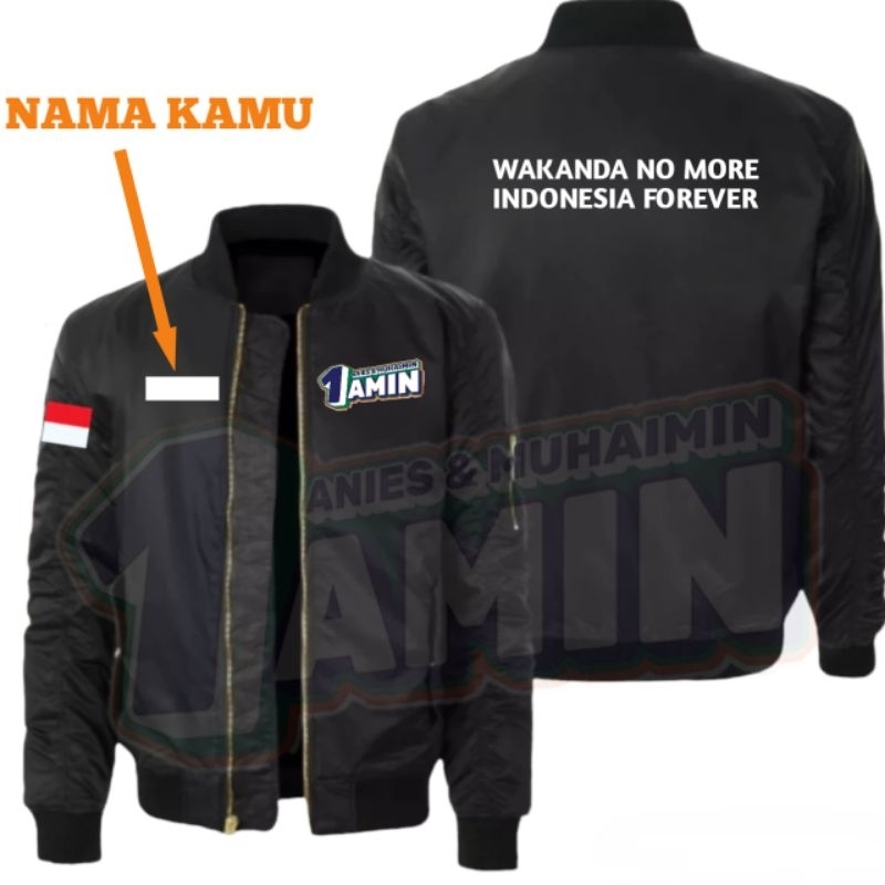 Jual JACKET BOMBER PRIA CASUAL AMIN WAKANDA NO MORE INDONESIA FOREVER ...