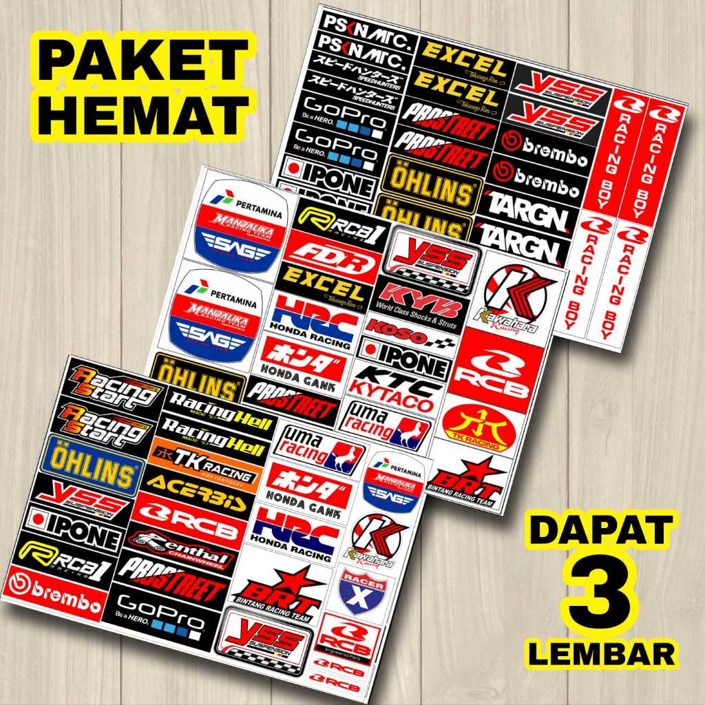 Jual Stiker Racing Pack Sticker Racing Print Stiker Sponsor Stiker Helm ...