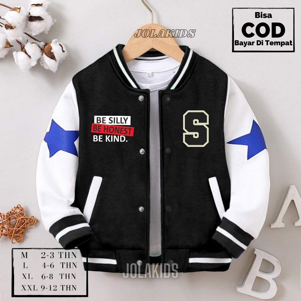 Jual Jaket Varisty Anak INISIAL S & J Umur 2-12 Tahun Jaket Baseball ...