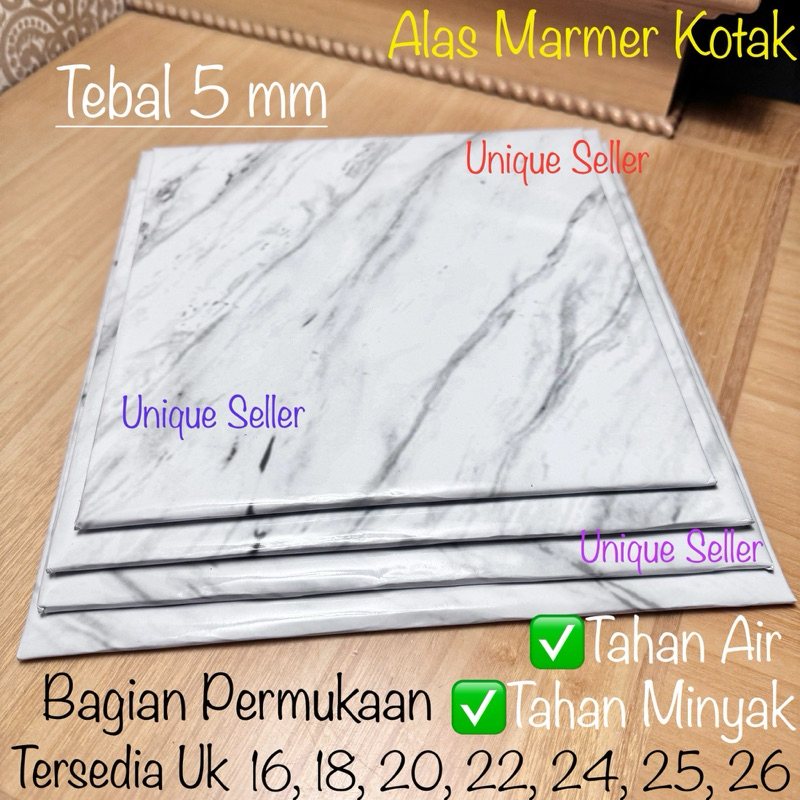 Jual Alas Kue Tart Uk 16 18 20 22 24 25 26 cm KOTAK MARMER MARBLE PUTIH ...
