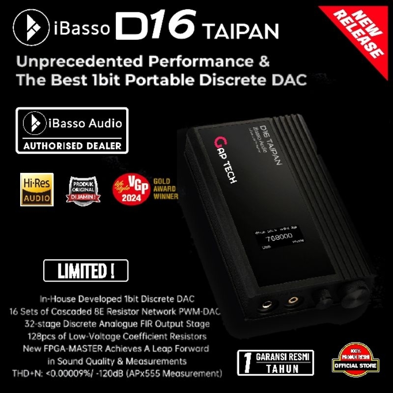 Jual iBasso D16 / D 16 Taipan Unprecedented Performance & The Best 1bit Portable Discrete DAC ...