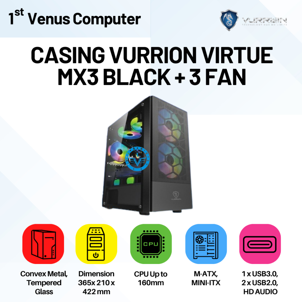 Jual CASING PC VURRION VIRTUE MX3 BLACK EDITION / CASE17-VUR | Shopee ...