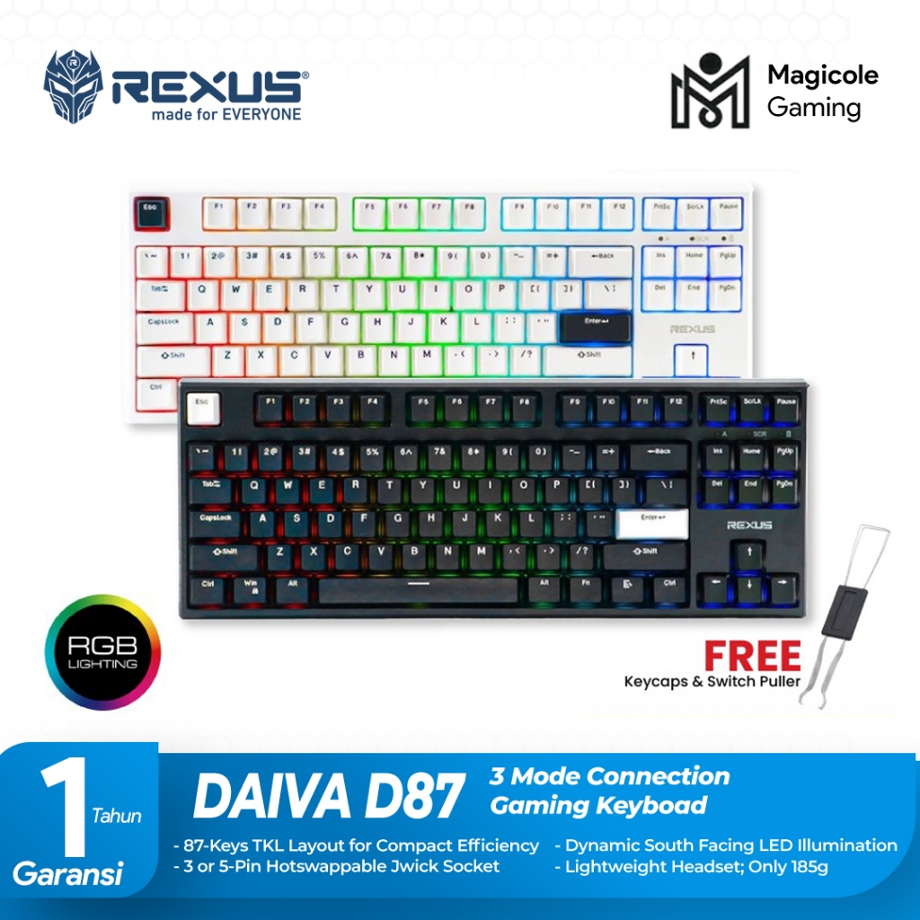 Jual Rexus Daiva D87 TKL Wireless Hotswappale Mechanical Gaming ...