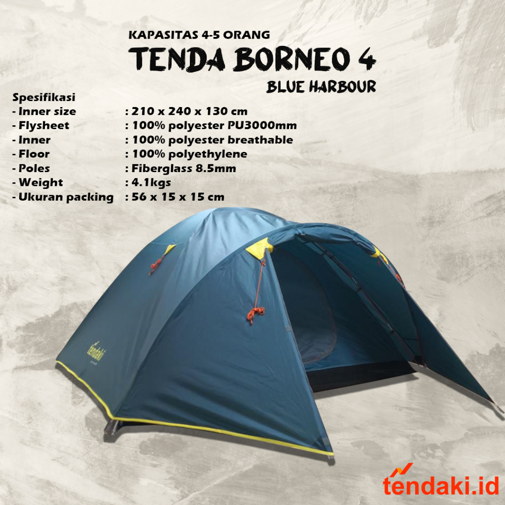 Jual Tenda Camping Borneo 4 / Tendaki Borneo 4 Blue Harbour / Tenda ...